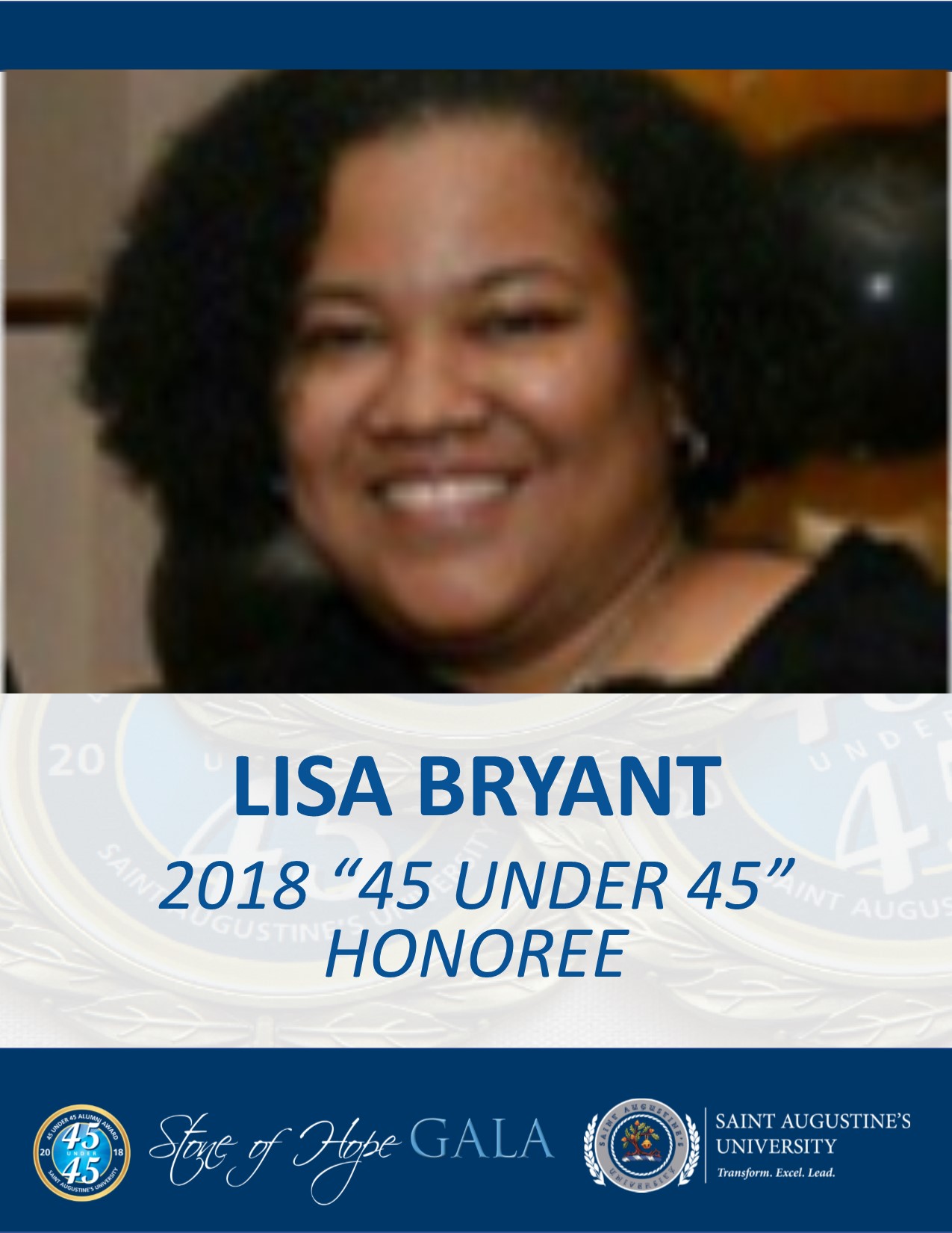 2018-SAU-45-Under-45 LISA BRYANT - Saint Augustine's University