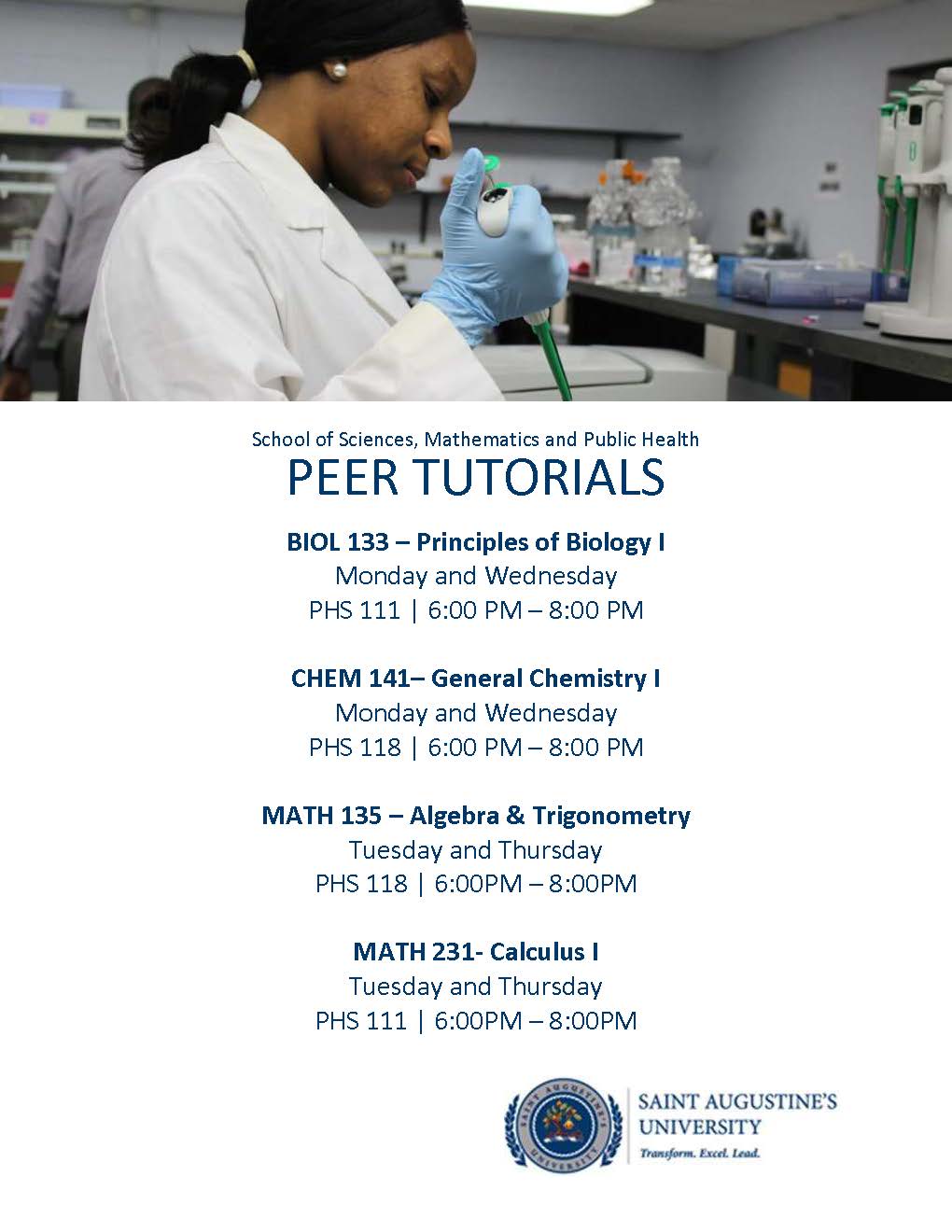 Peer Tutoring Flyer - Saint Augustine's University