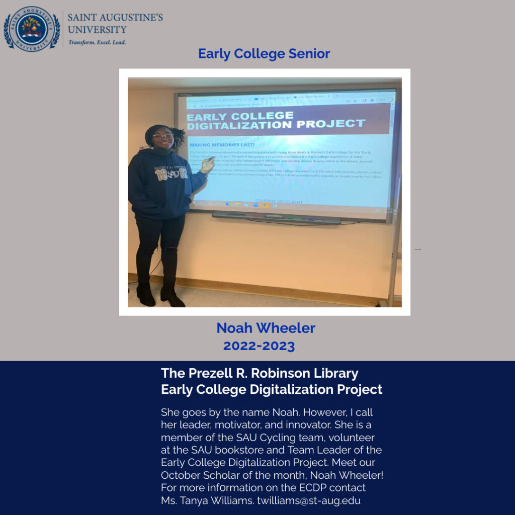 Early College Digitalization Project - Saint Augustine's University
