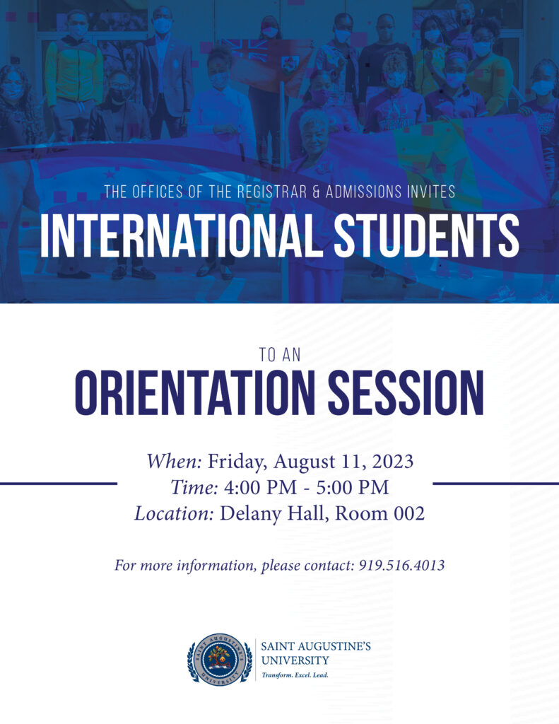 International Student Orientation - Saint Augustine's University