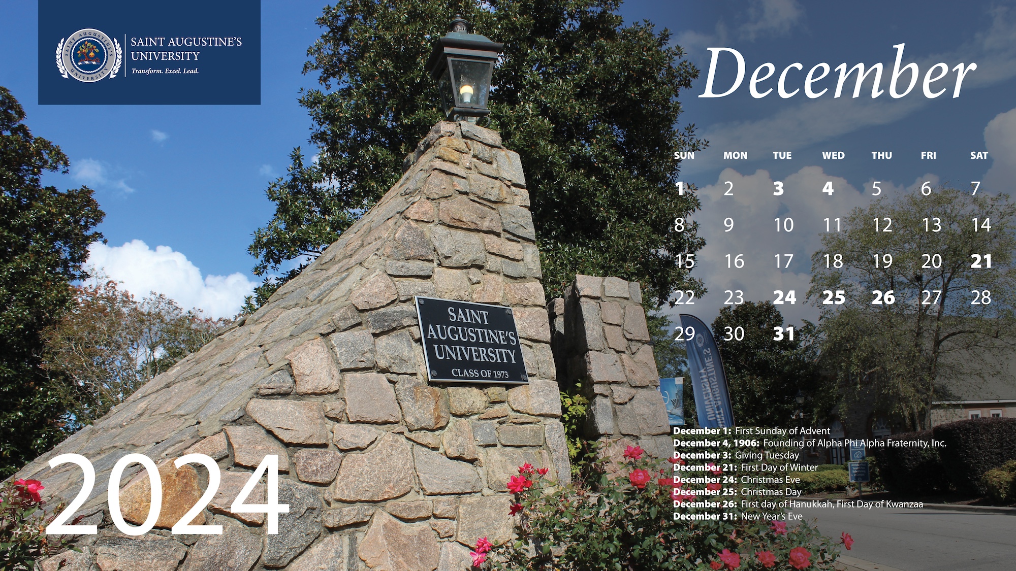 #BelieveinSAU Calendar - Saint Augustine's University